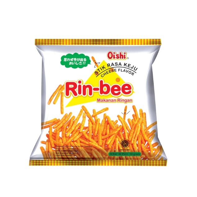 Jual oishi rin bee stik rasa keju isi 10 bks | rinbee snack chiki 11g ...