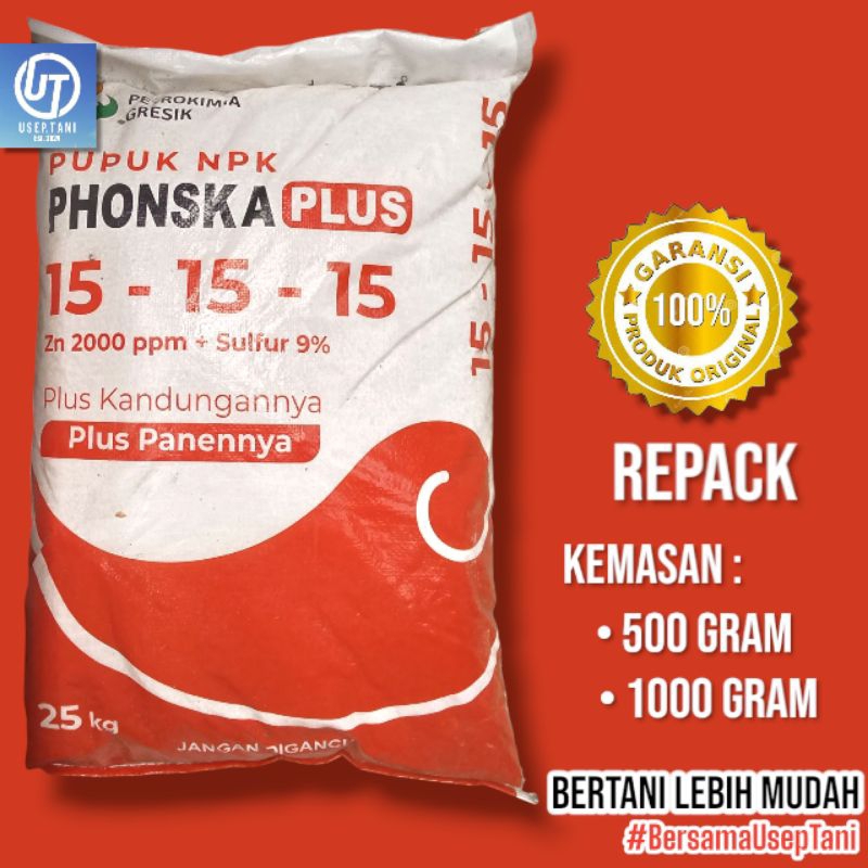 Jual PUPUK NPK PHONSKA PLUS 15-15-15 REPACK KEMASAN 500 GRAM & 1 KG | Shopee Indonesia