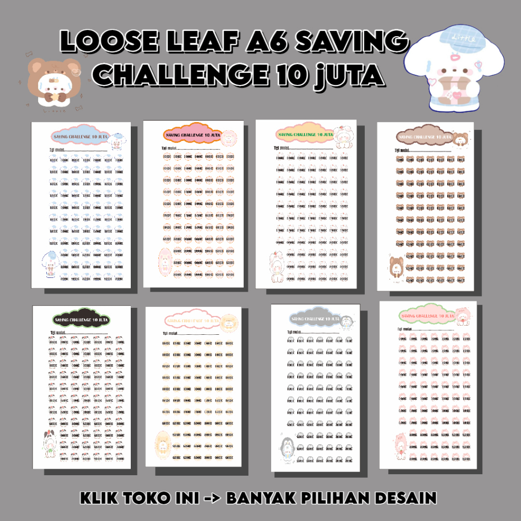 Jual Isi Binder A6 Saving Challenge 10 JUTA PART 01 Tebal (KERTAS SAJA) / Kertas Menabung A6 ...
