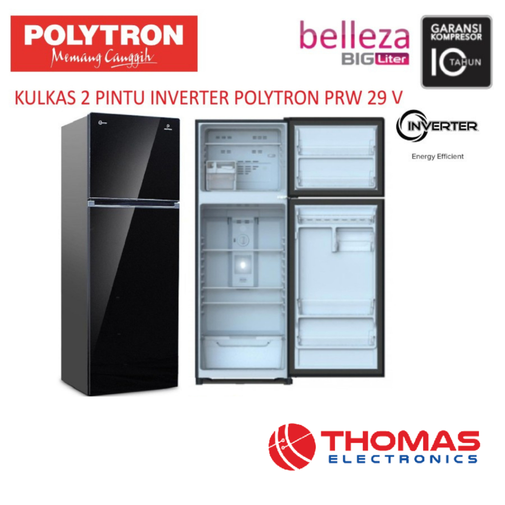 Jual KULKAS 2 PINTU INVERTER POLYTRON PRW 29 VX Tempered Glass 29VX ...