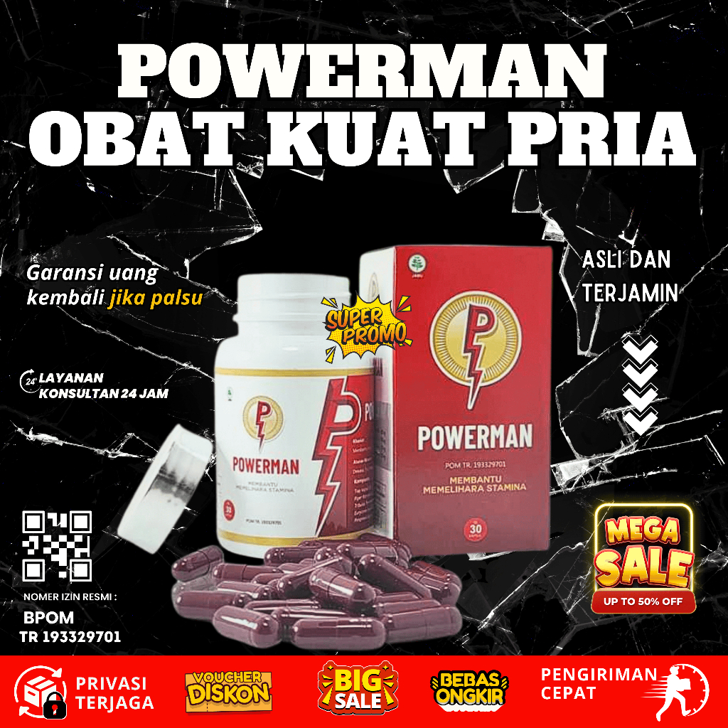 Jual POWERMAN Obat Kapsul Original Pria Stamina Pria Tahan Lama Suplemen Pria TahanLama ...