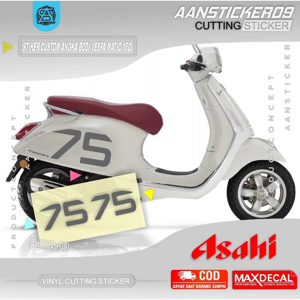 Jual stiker custom angka bodi vespa matic 150 - stiker custom angka ...