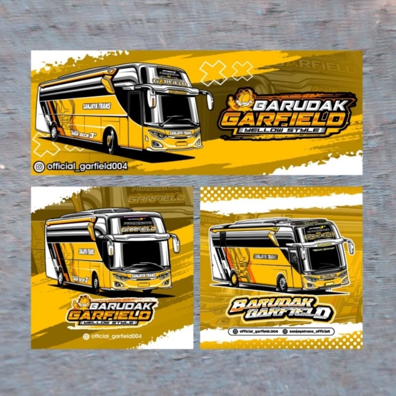 Jual Stiker bus GARFIELD isi 3 stiker bis bus Sanjaya trans Barudak ...