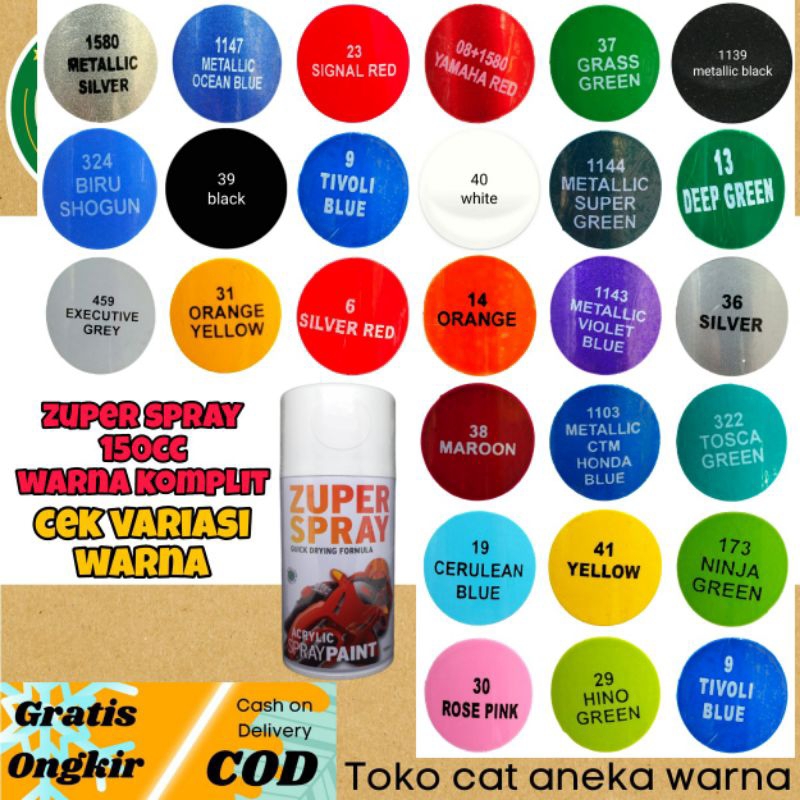 Jual cat semprot 150cc ZUPER SPRAY semua warna produk dari rj london spray paint pilok pilox ...