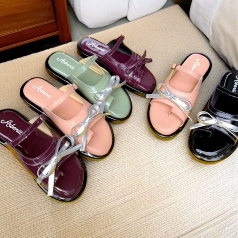 Jual Sandal Wanita Platform Sendal Slop Pita Jempol Empuk Ful Busa ...