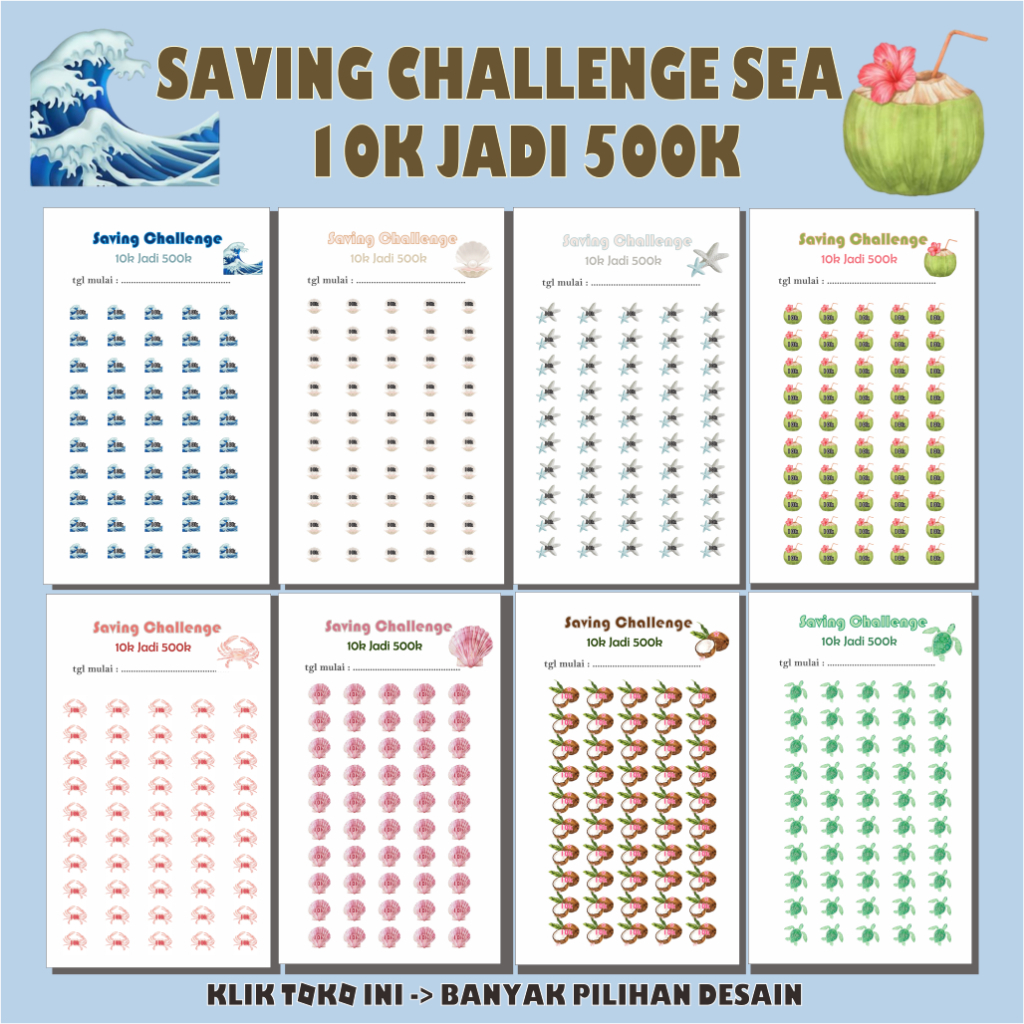 Jual Isi Binder A6 Saving Challenge SEA 10K JADI 500K PART 01 Tebal / Kertas Menabung A6 / Loose ...