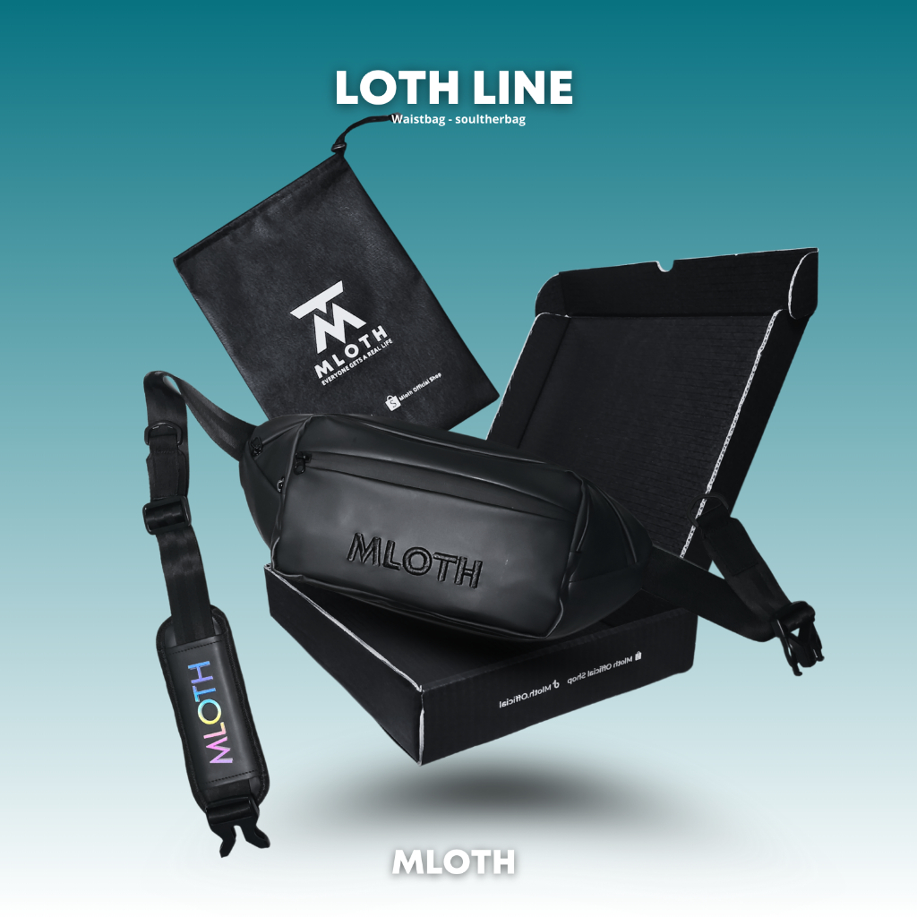 Jual MLOTH Waistbag | LOTHLINE Waistbag | Tas Selempang Pria | Tas Pinggang Hitam Polos ...