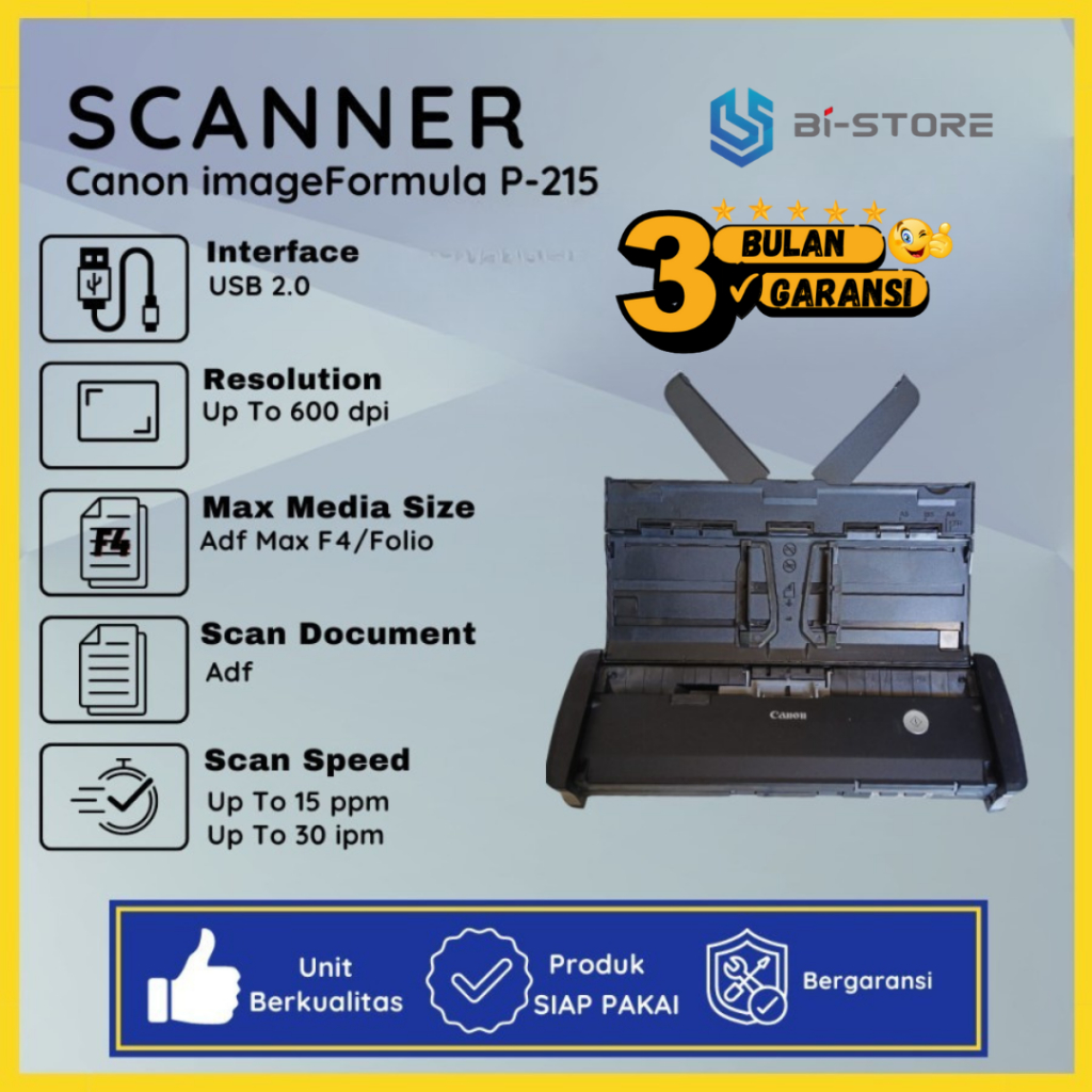 Jual Scanner F4 Portable Canon Image Formula P-215 Bisa Scan F4 Legal ...