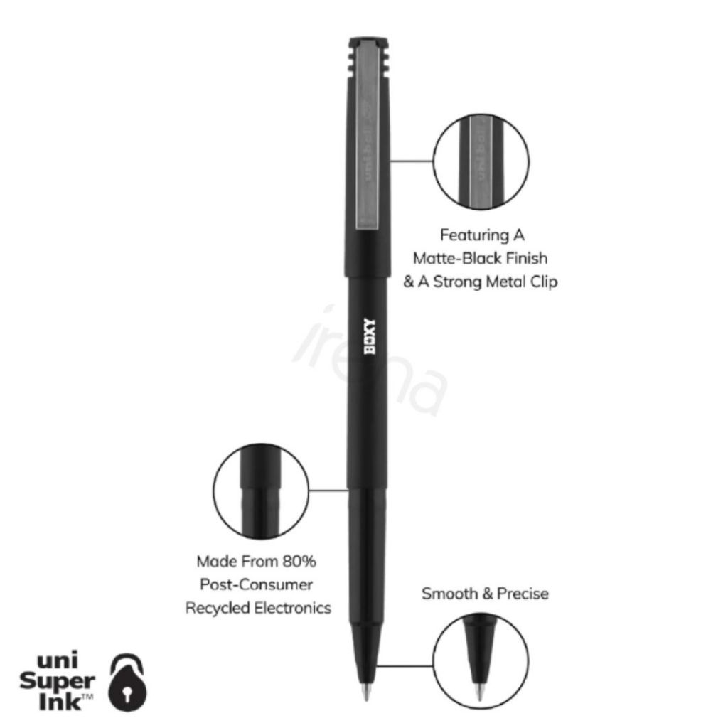 Jual Boxy Pulpen/Ballpoint Uniball Boxy Waterproof-Fadeproof Pen Black ...