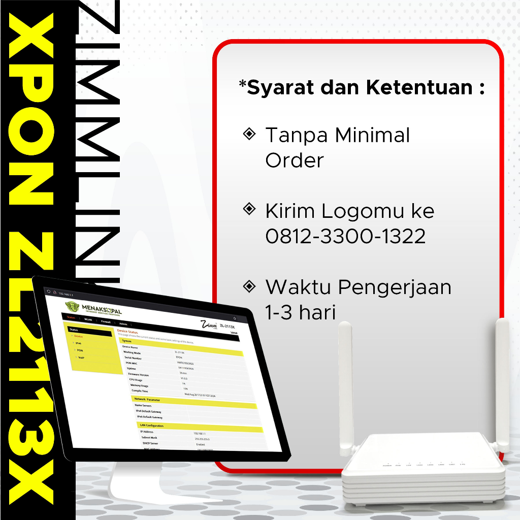 Jual PAKET 20 UNIT ZIMMLINK XPON ONU ZL-2113X Support EPON & GPON ONT ...