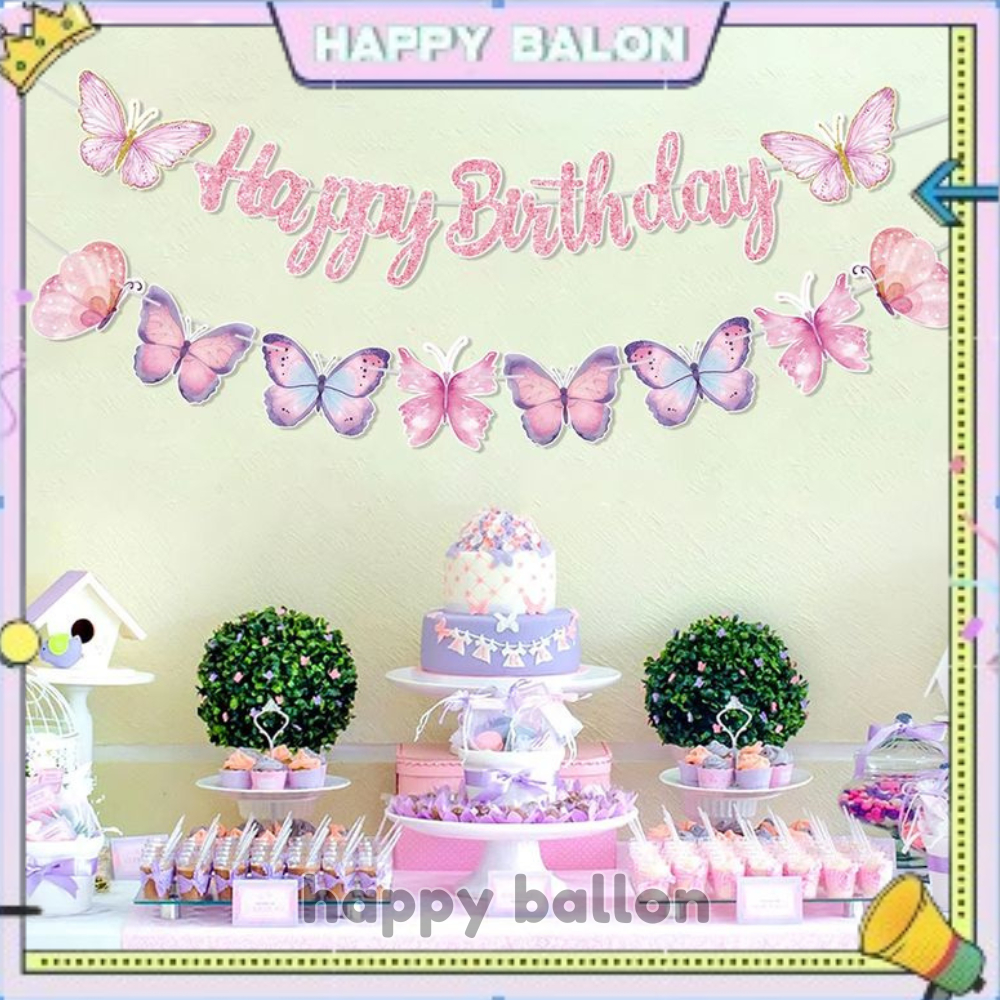 Jual Banner Happy Birthday Karakter Animasi (Kupu Kupu Hello kitty ...