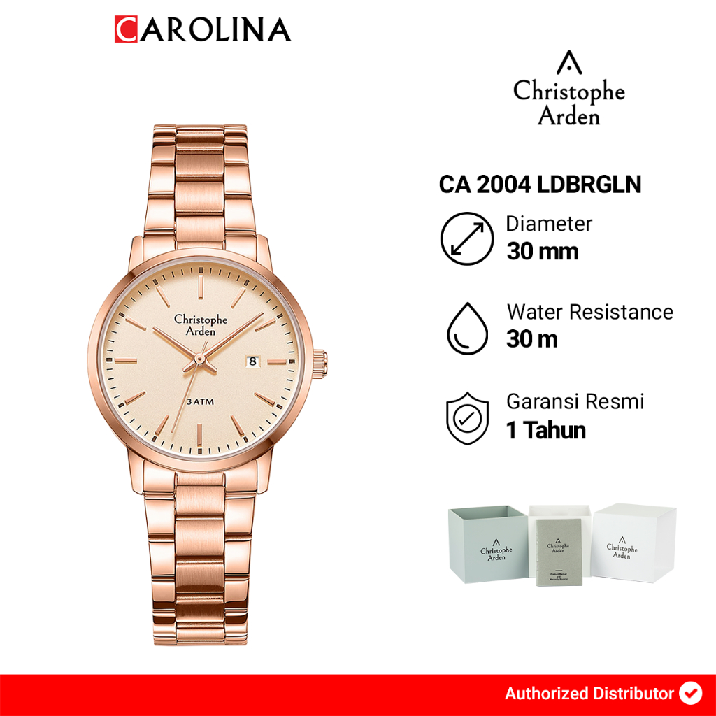 Jual Jam Tangan Wanita Christophe Arden CA 2004 LDBRGLN Rose Dial Rose ...