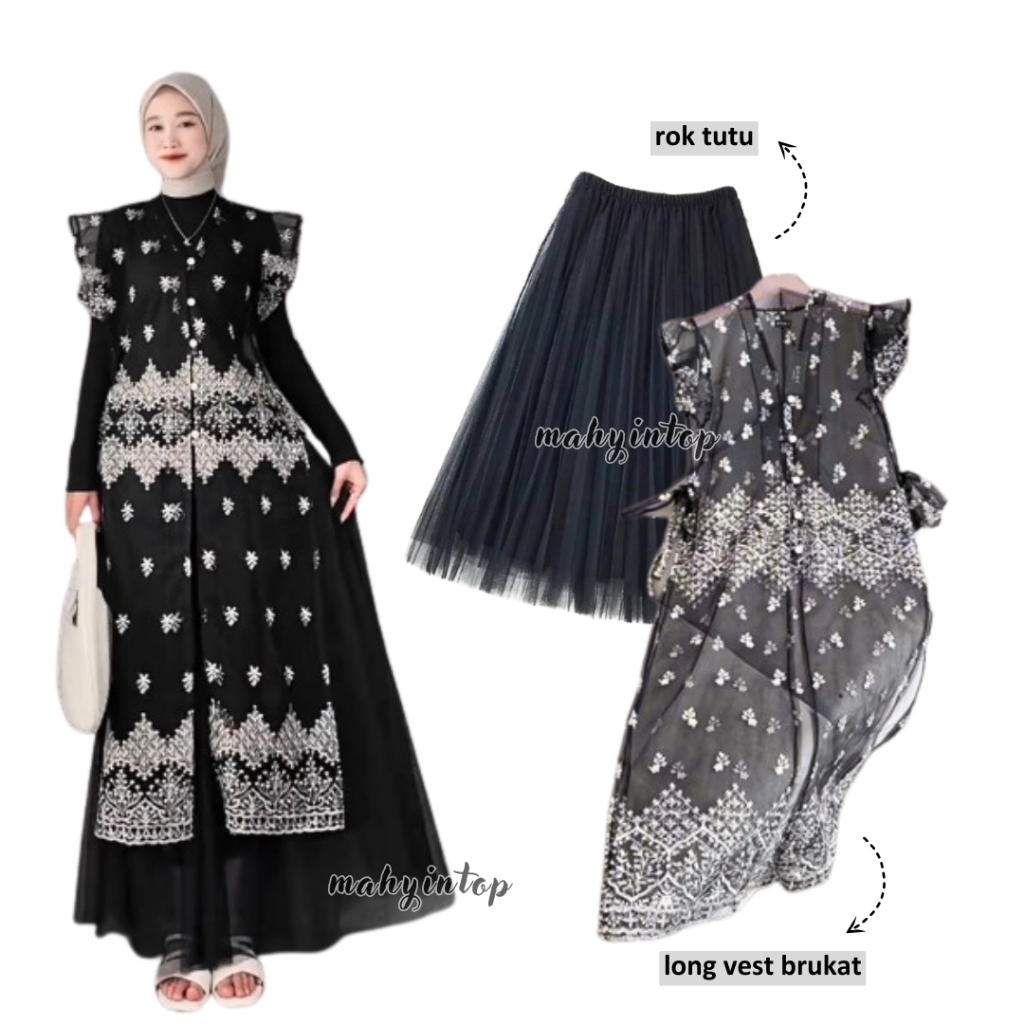 Jual One Set Outer Brukat Sapto + Rok Tutu / Outer Tunik Brukat ...