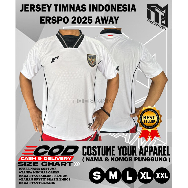 Jual jersey timnas terbaru 2025 away bahan embos premium logogaruda plat karet timbul logo E ...