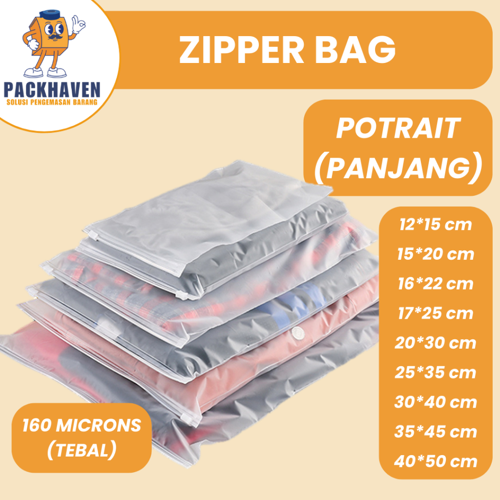 Jual [Potrait] Zipper Bag PackHaven Doff/Clear/ Zipper Lock Storage ...