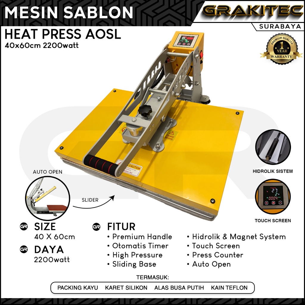Jual Mesin Press Sablon Kaos 40x60 AOSL OTOMATIS Auto Open Sliding ...