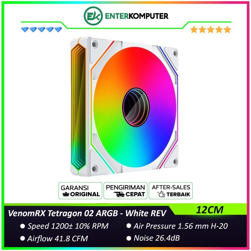 Jual VenomRX Tetragon 02 ARGB Sync White REV 12CM Fan | Shopee Indonesia