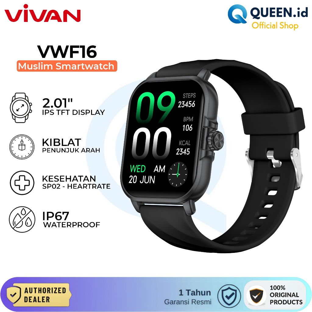 Jual VIVAN VWF16 Smartwatch 2.01" IPS TFT Display Muslim Prayer Smart ...