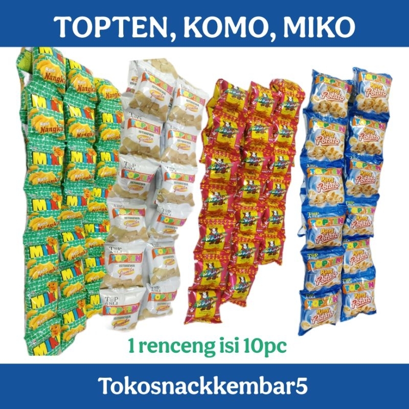 Jual SNACK JADUL topten komo miko nangka renceng isi 10 | Shopee Indonesia