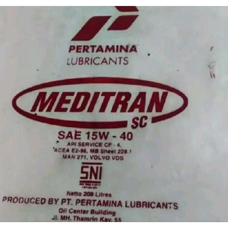Jual oli meditran sc sae 15W-40 diesel literan Repack dari drum ...