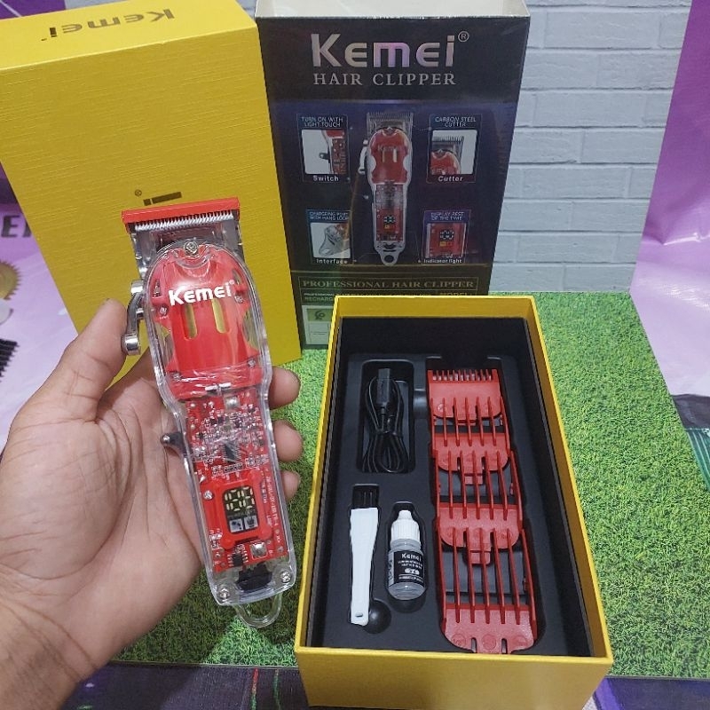 Jual Mesin cukuran rambut transparan kemei km-1761 charging cukuran ...