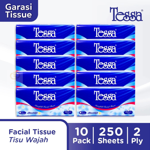 Jual Tisu Tessa Interfold Facial Tissue 250 Sheets 2 ply (10 BUNGKUS ...