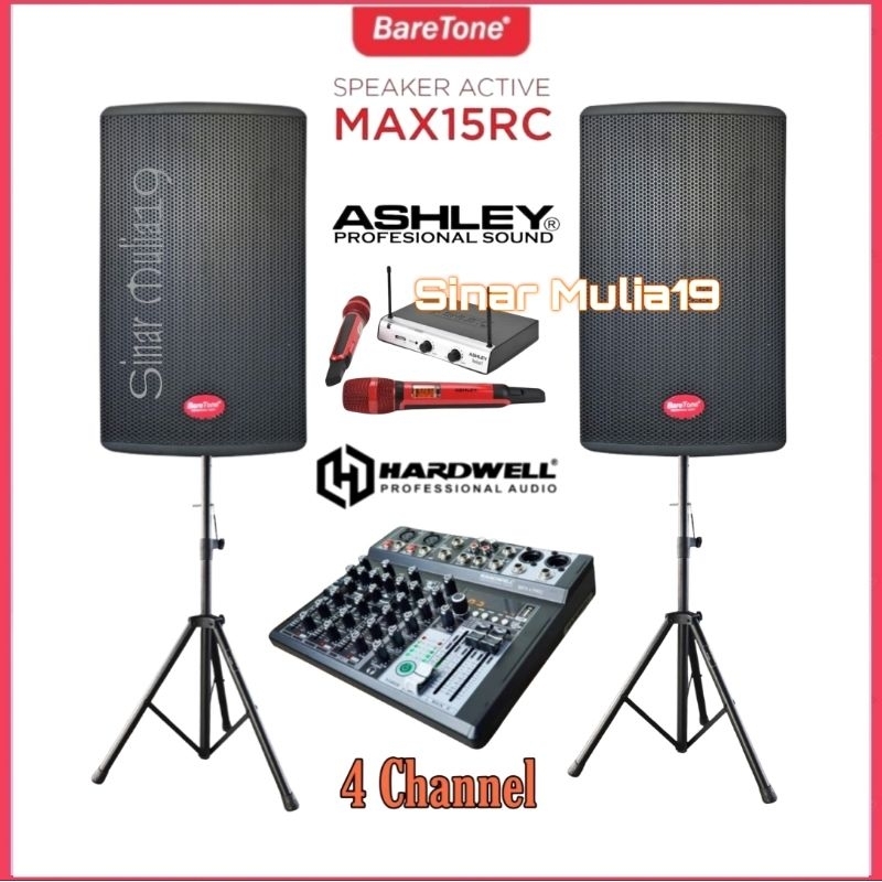 Jual Paket Sound System Speaker BareTone Max15rc Mixer Hardwell MPX 4 PRO MK I Mic Wireless ...