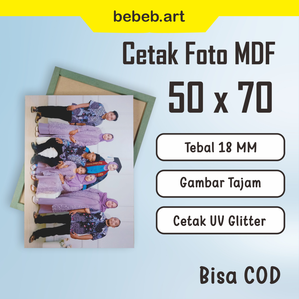 Jual CETAK FOTO 50x70 Tebal 18 MM Ukuran 20R MDF Cetak UV Glitter Premium Poster Pictbox/Frame ...