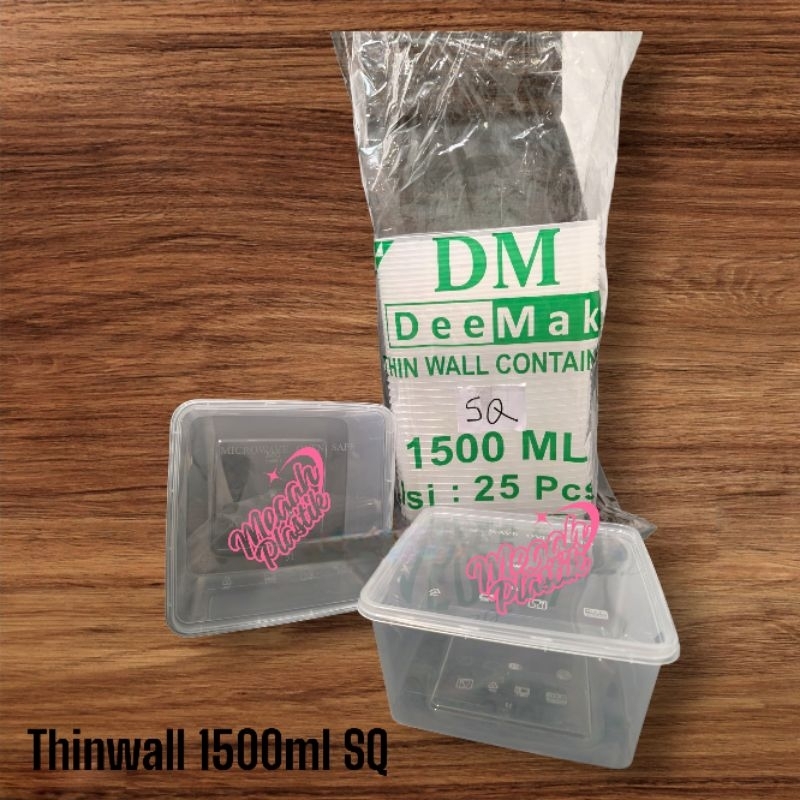 Jual Isi 25pcs THINWALL 1500ml SQ/Thinwall Jumbo Besar Kotak Box Tahan ...