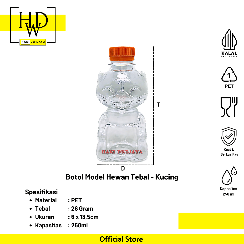 Jual Botol Plastik PET Lucu Ukuran 250ml Bentuk Hewan Kucing Cocok ...