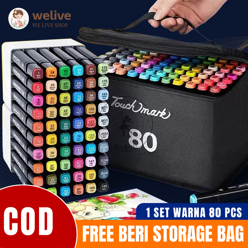 Jual Spidol Warna 1 Set Sketch Marker 80 Warna Sketsa Spidol Umum ...