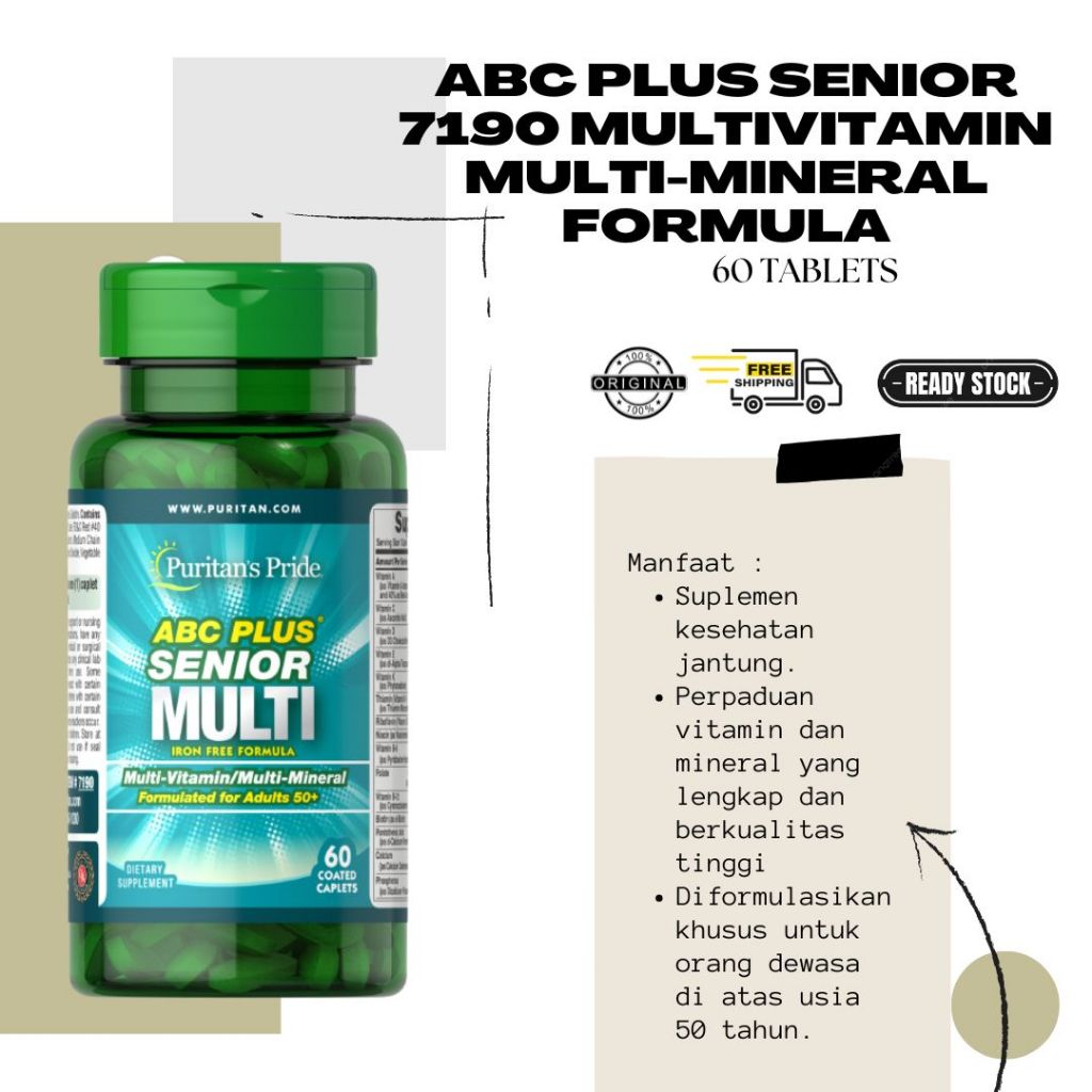 Jual Puritan's Pride ABC Plus Senior Multivitamin Multi-Mineral Formula ...