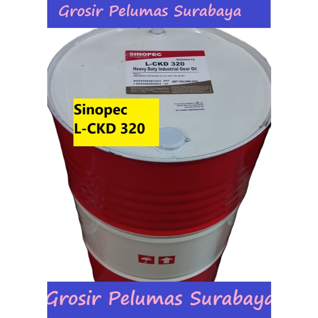 Jual Asli oli SINOPEC L CKD 320 DRUM Gear Box Heavy Duty industrial Gear oil iso vg 320 SINOPEC ...