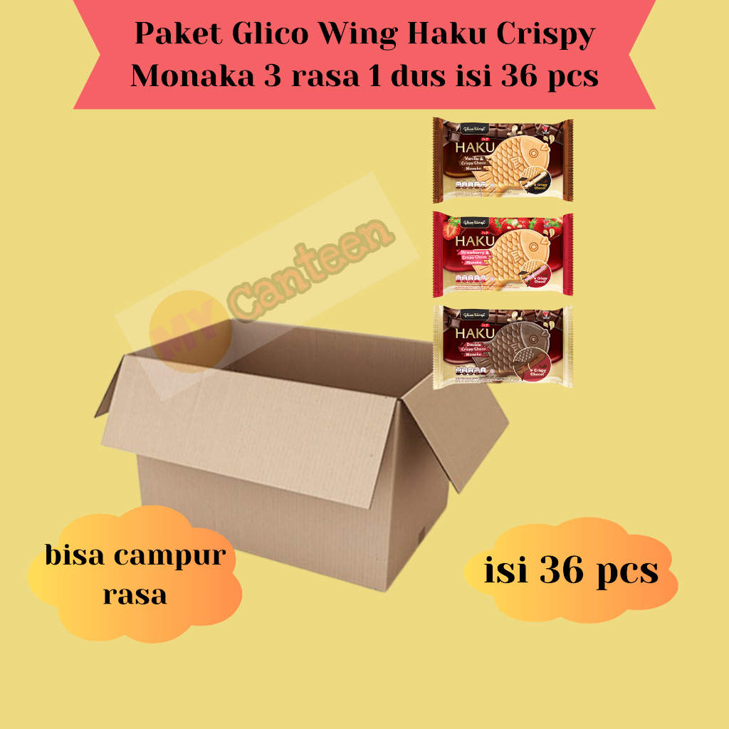 Jual Paket Ice Cream Glico Wings Haku Crispy Monaka 1 dus isi 36 pcs | Shopee Indonesia