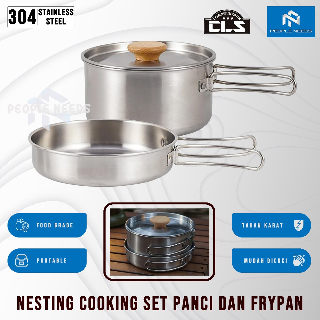 Jual Nesting Cooking Set Peralatan Masak Camping Hiking Panci 1,7 L Fry ...