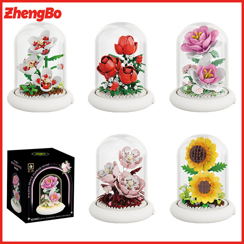 Jual ZhengBo (LED) Plant Bricks Bunga Block Bata Mainan DIY Bunga Buket ...