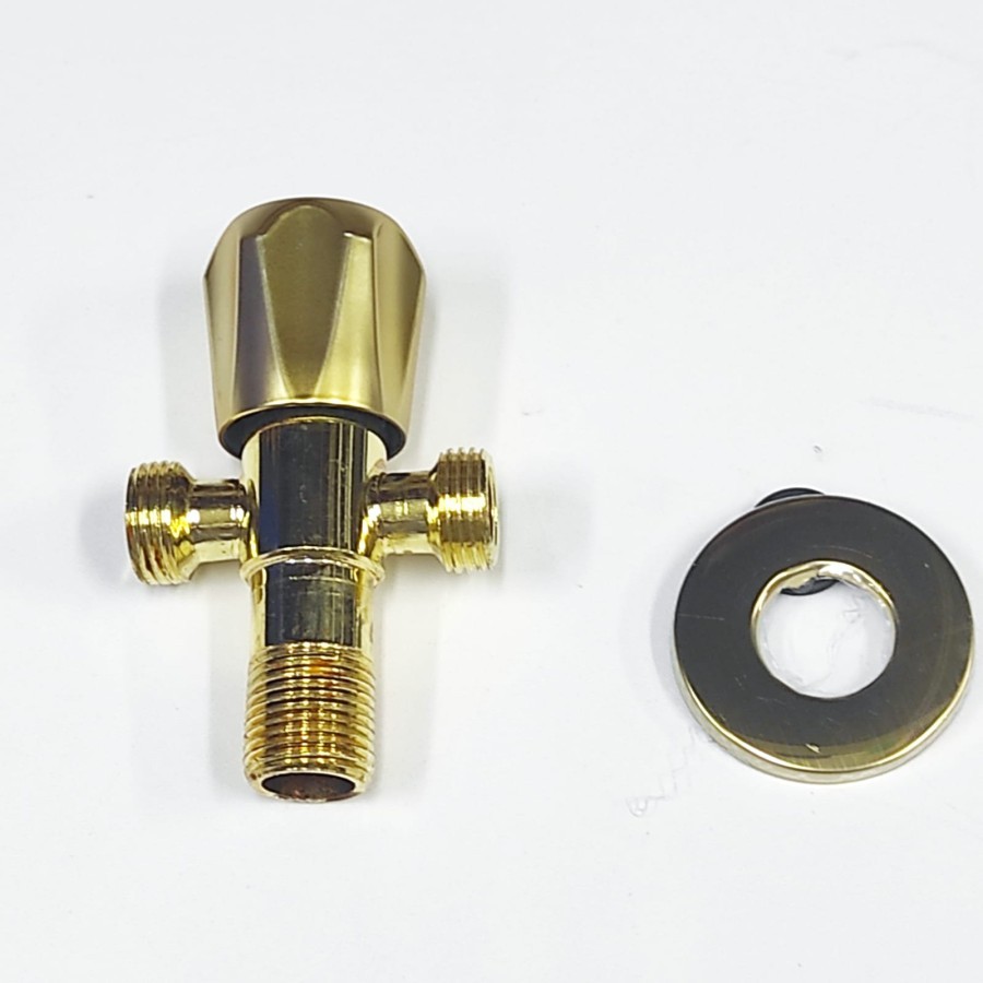 Jual Stop kran Tee double minimalis GOLD bulat 036J -keran air double ...