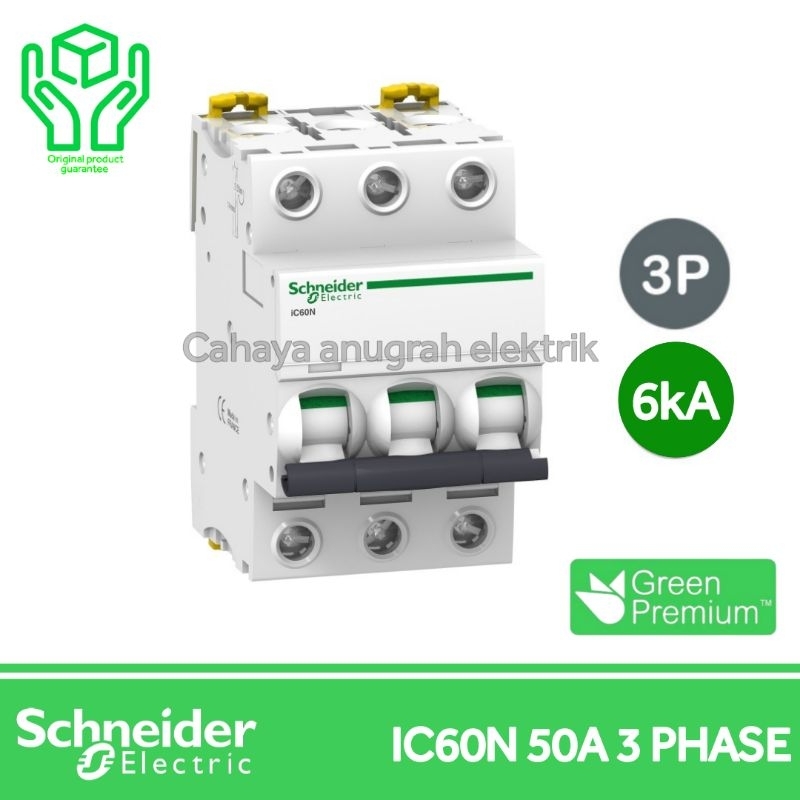 Jual MCB Schneider IC60N 50A 3P 6kA MCB ACTi9 IC60N 50 Ampere 3 Phase 6kA Original | Shopee ...