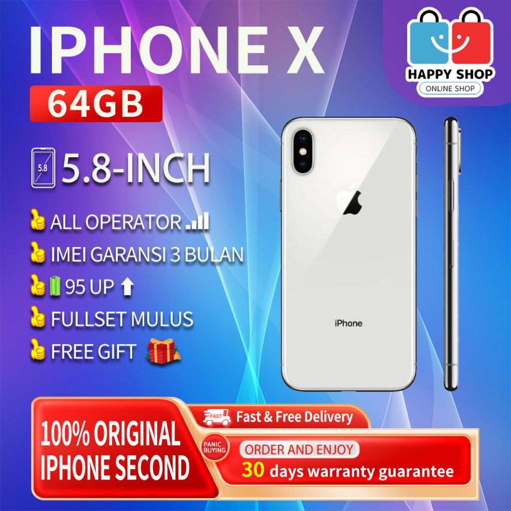 Jual iPhone X 64GB Second/Bekas Original100% INTER All Sim Silent ...
