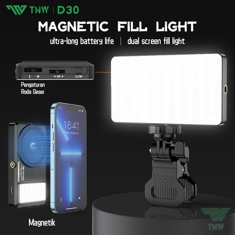 Jual TNW D30 Selfie Light Portable Magnetic Fill Light Mini Dual Light ...