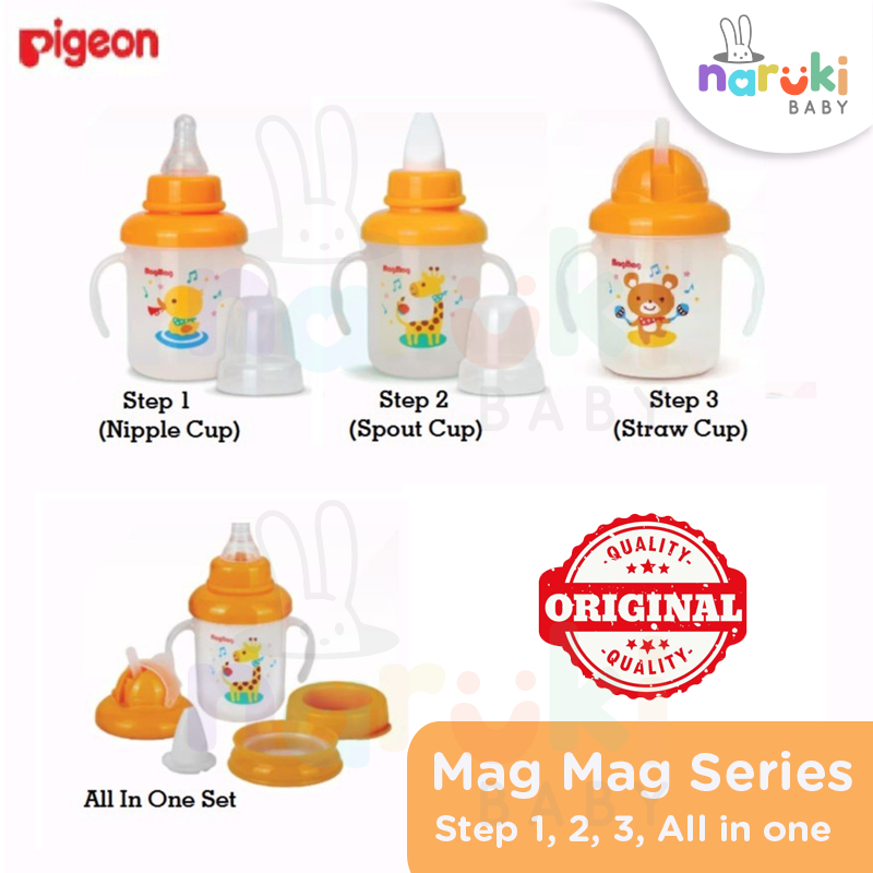 Jual Pigeon Mag Mag Step 1 / Step 2 / Step 3 / All in One Magmag Cup Gelas Botol Bayi | Shopee ...