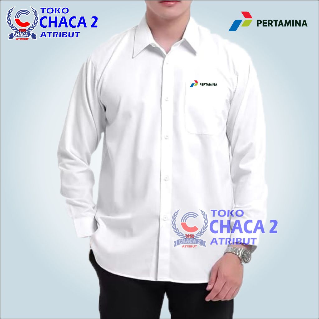 Jual kemeja pertamina warna putih produk alisan / kemeja alisan bordir ...