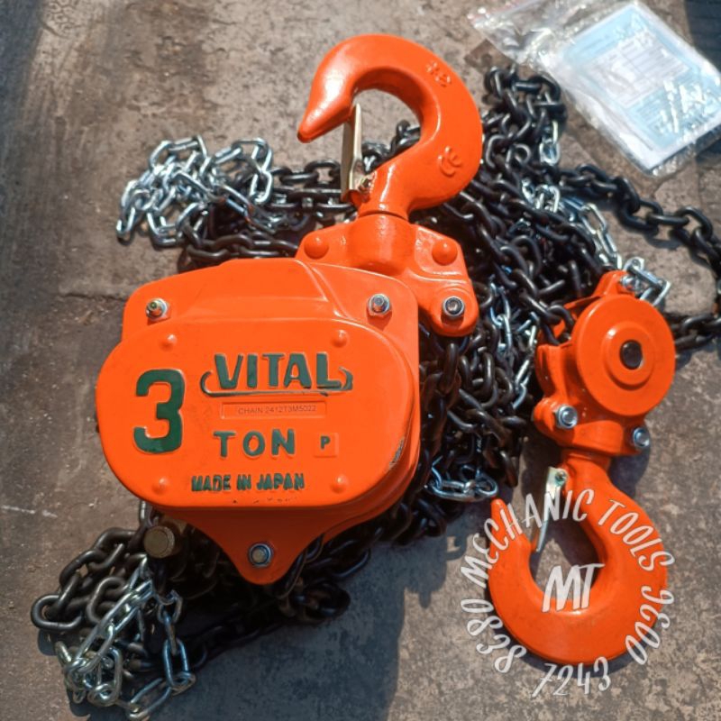 Jual Katrol chain block 3 Ton 5 meter Vital katrol kerekan manual 3 Ton ...