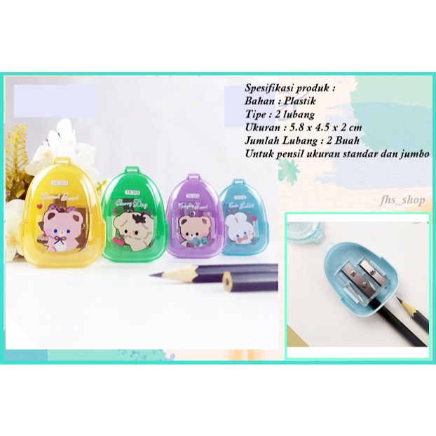 Jual Rautan Tabung Serutan Pensil Tabung Rautan Kartun 2 Lubang Rautan ...