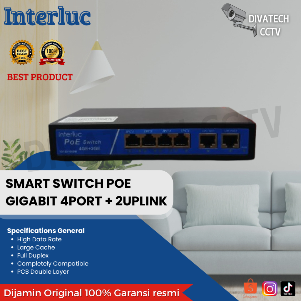 Jual SMART SWITCH POE GIGABIT 4PORT + 2 uplink /SWITCH POE 4PORT BY ...