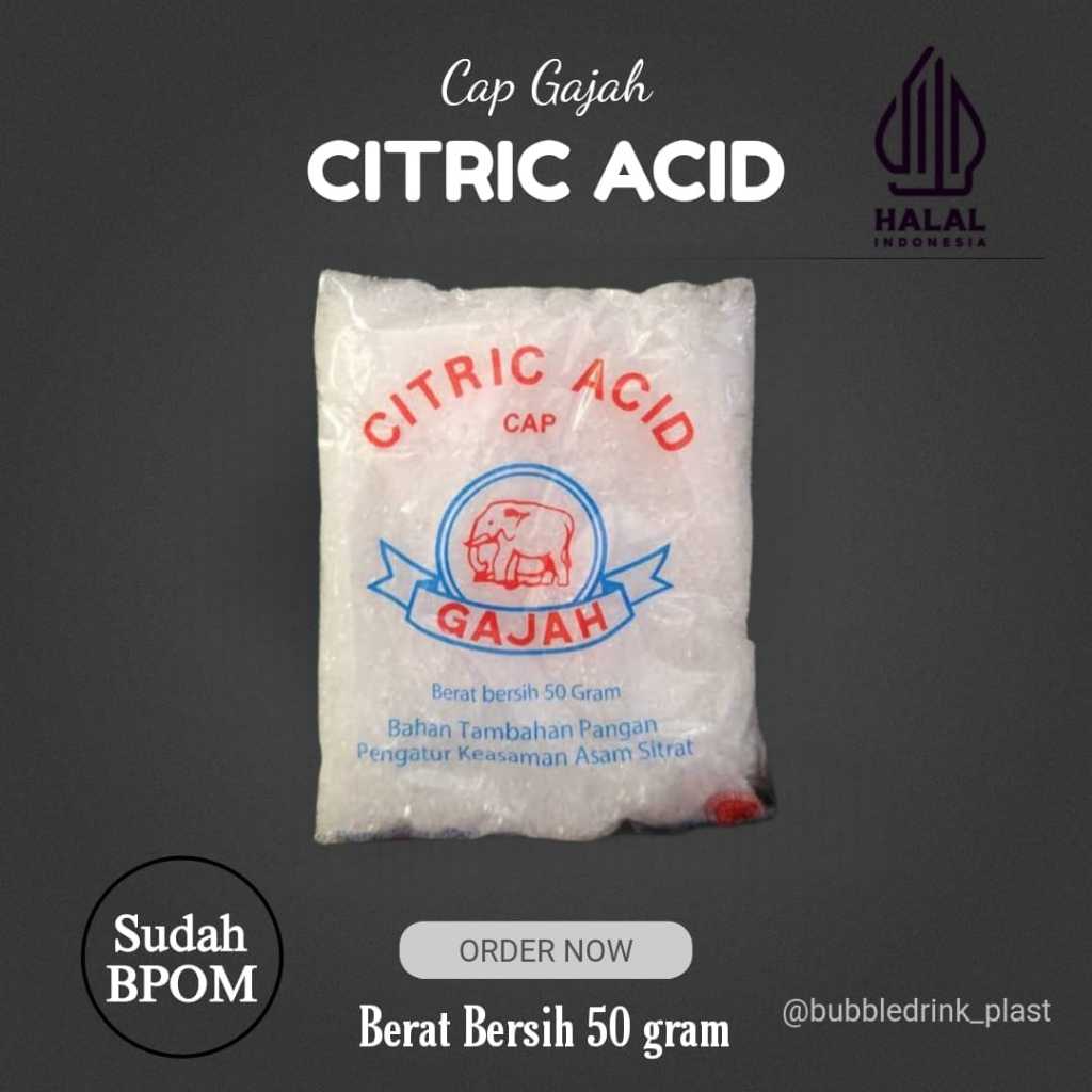 Jual Citric Acid Cap Gajah / Asam Sitrat Sachet 50g / Citrun / Sitrun ...