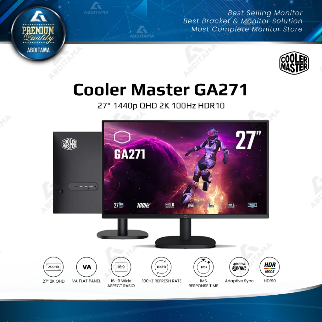 Jual Monitor LED Cooler Master GA271 27" 1440p QHD 2K 100Hz HDMI x2 DP ...