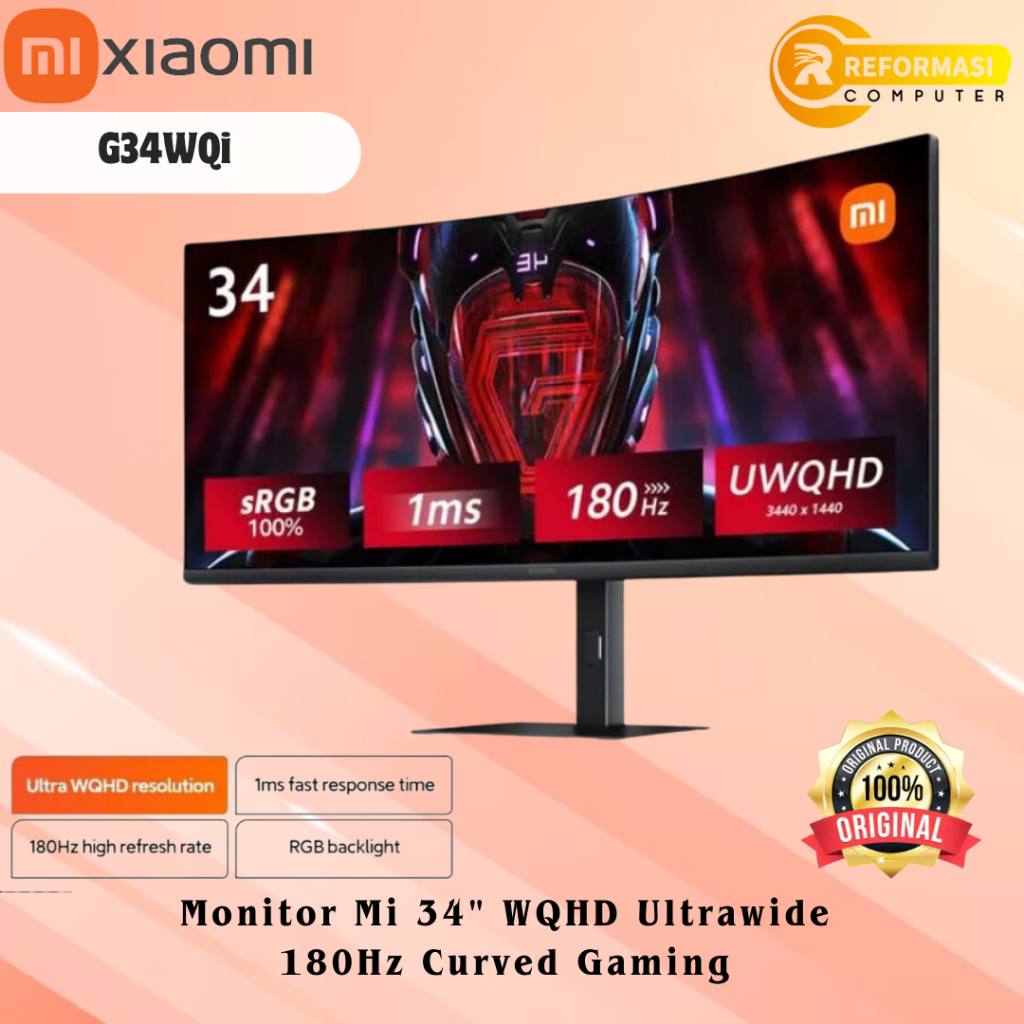Jual XIAOMI Monitor Xiaomi Mi 34 G34WQi WQHD Ultrawide 180Hz Curved ...