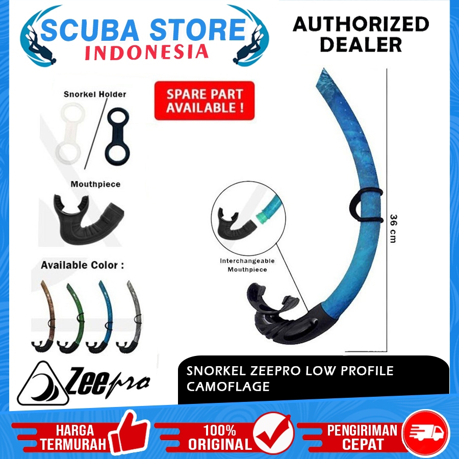 Jual Snorkel Zeepro Low Profile Camoflage Silicone Foldable Freediving ...