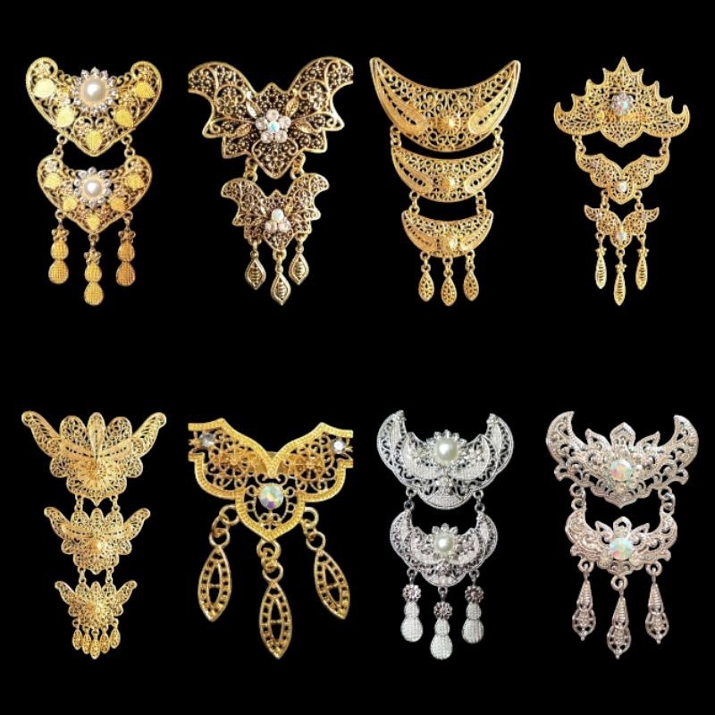 Jual Bros kebaya Kutubaru Emas Perak Susun 2 Bros Baju Adat Acara Bross ...